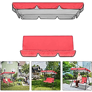 KFJZGZZ 1PC Set Swing Chair Canopy Replacement Cover,Swing Canopy Cover 2 & 3 Seater Waterproof Windproof Anti-Uv Hammock Replacement Canopy Roof Sun Shade Cover (Top Cover +Chair Cover)