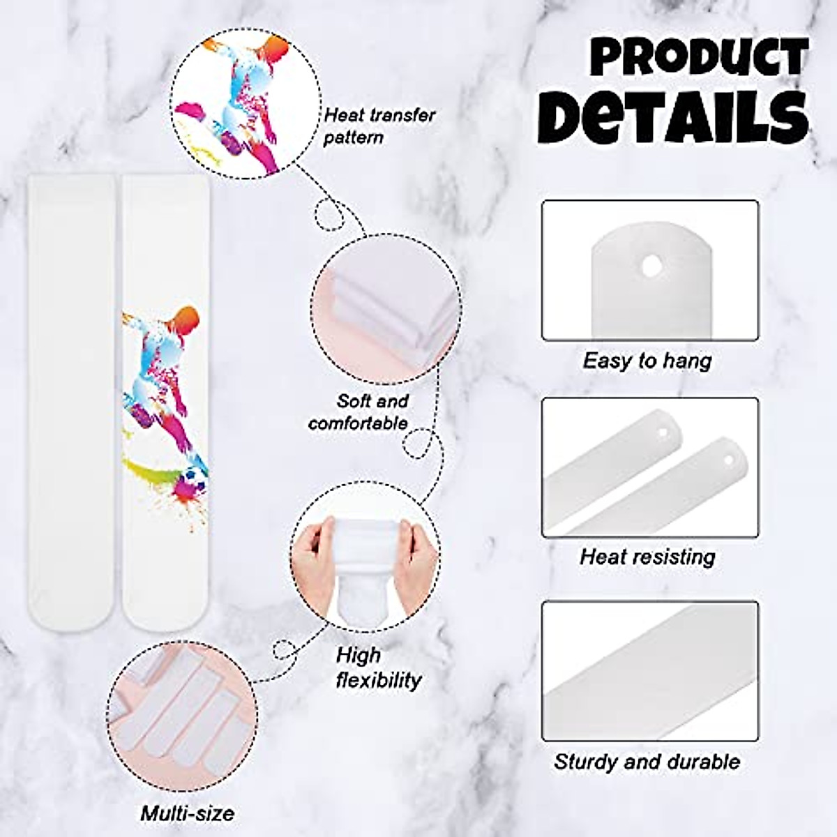 SATINIOR 32 Pairs Sublimation Socks Polyester Blanks Heat Transfer Socks with Sublimation Sock Jig for DIY Dye Heat Press Accessories, 4 Sizes white