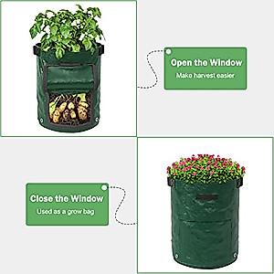 DECORLIFE 6-Pack Potato Grow Bags, 10 Gallon Thick PE Fabric Pots for Plants, Sturdy Handles & Harvest Window, Labels Included, Green