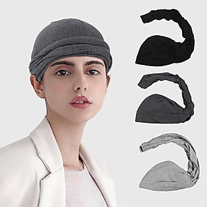 BAGIFT Turban Hat for Men,Silk Satin Lined Halo Turban Head Wrap Skull Cap for Men and Women (White)