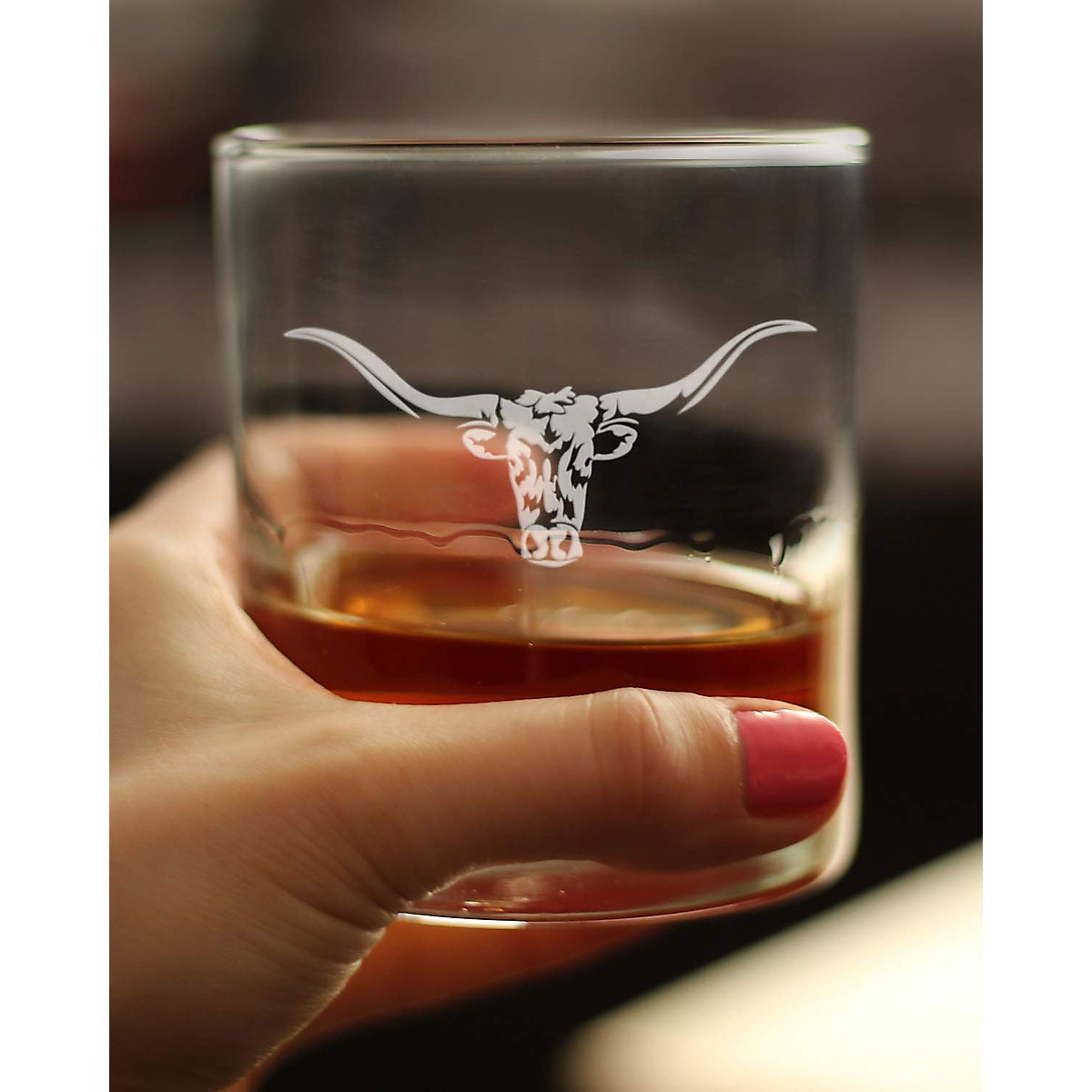 Longhorn - Whiskey Rocks Glass - Western Themed Farm Decor and Gifts for Texan Ranchers - 10.25 Ounce