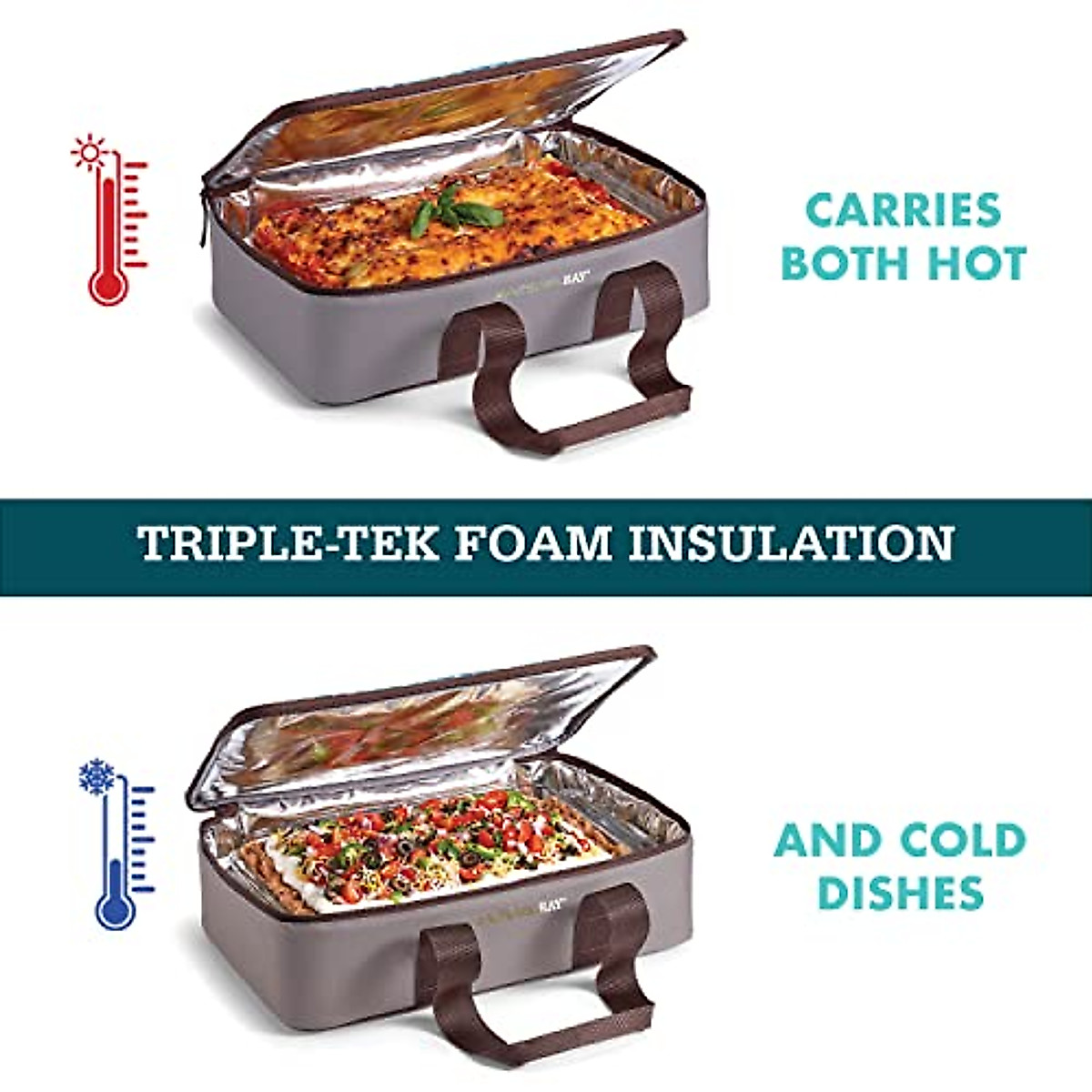 Rachael Ray Lasagna Lugger Insulated Casserole Carrier, Standard, Navy Plaid