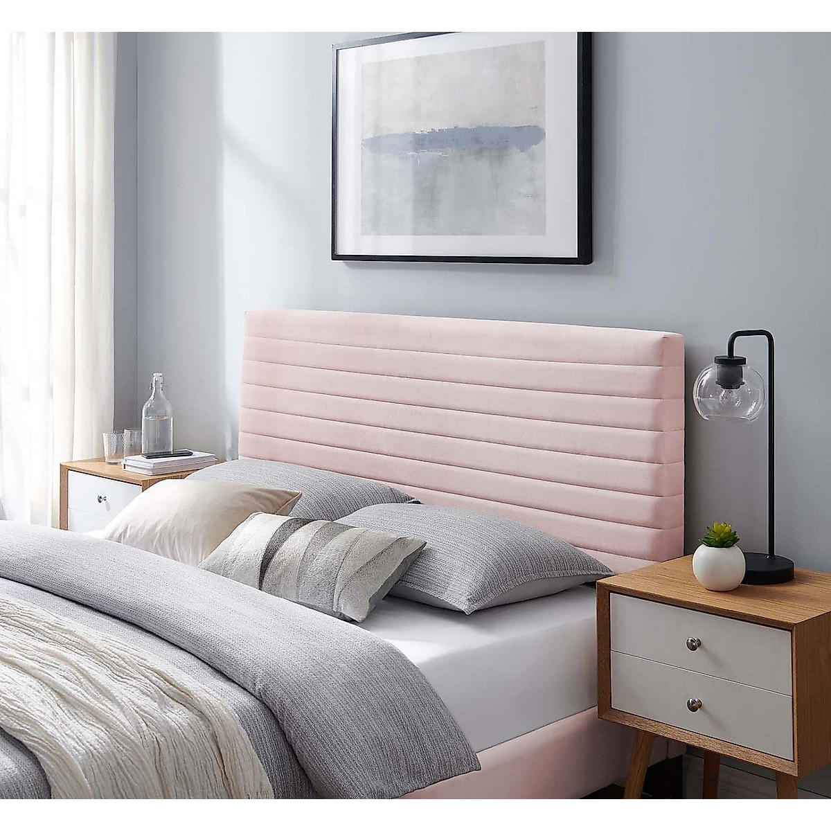 Modway Tranquil Performance Velvet Full/Queen Headboard in Pink