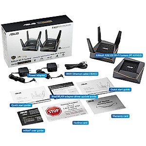 Asus RT-AX92U AX6100 Tri-Band Wi-Fi 6 Mesh Router with 802.11Ax, Lifetime Aiprotection Security by Trend Micro, Aimesh Compatible, Adaptive Qos & Parental Control (Renewed)