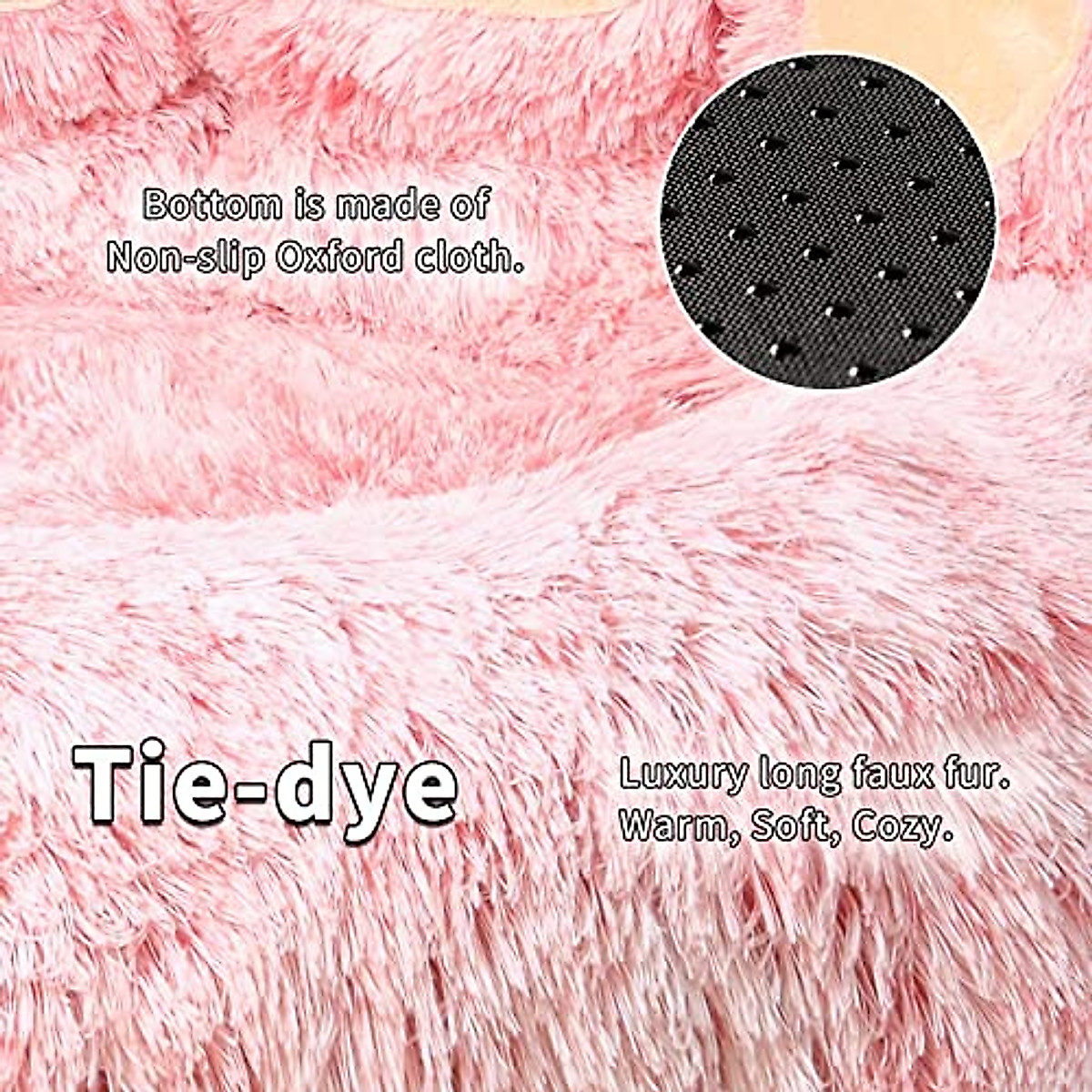 Jiupety Pet Round Bed of Paw Shape, Calming Donut Dog Bed for Small Dog, Faux Fur Cat Bed for Cat, Comfortable and Soft, Machine Washable, Medium Size (22"×22"×6"), Pink
