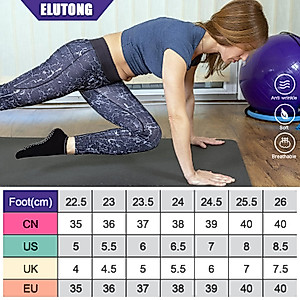 ELUTONG Non Slip Yoga Socks for Women Anti-Skid Pilates,Ballet,Barre Sticky Grips Socks at Home & Hospital (4 Packs)