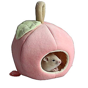 ANIAC Pet Winter Hanging Fruit House Hammock Warm Bed Nest Accessories for Hamster Guinea Pig Hedgehog Chinchilla Hamster and Small Animals (Pink)