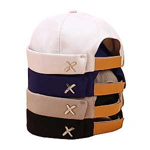 Zegoo Cotton Brimless Docker Cap Adjustable Street Casual Lovers Visor-Less Sailor Skullcap Beanie Hat 4Pack