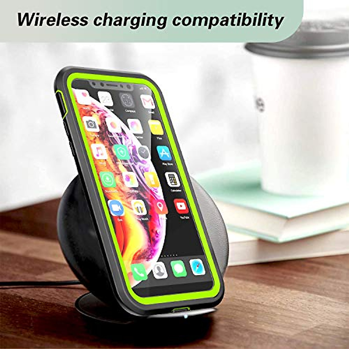 ImpactStrong iPhone X/iPhone Xs Case, Ultra Protective Case with Built-in Clear Screen Protector Full Body Cover for iPhone X/iPhone Xs (Lime Green)