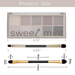 10 Colors Eyeshadow Palette, Wterproof Long Lasting High Pigment Eyeshadow Palette,Ultra-Blendable Smooth Matte Eye Makeup Palette,Naturing-Looking Nude Matte Eyeshadow with 2 Brush(Cement color)