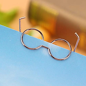 10pcs Metal Paper Clip Funny Eyeglass Frames Rose Golden Document Paper Clips for School Office Bookmark Organizing Stationery Supplies
