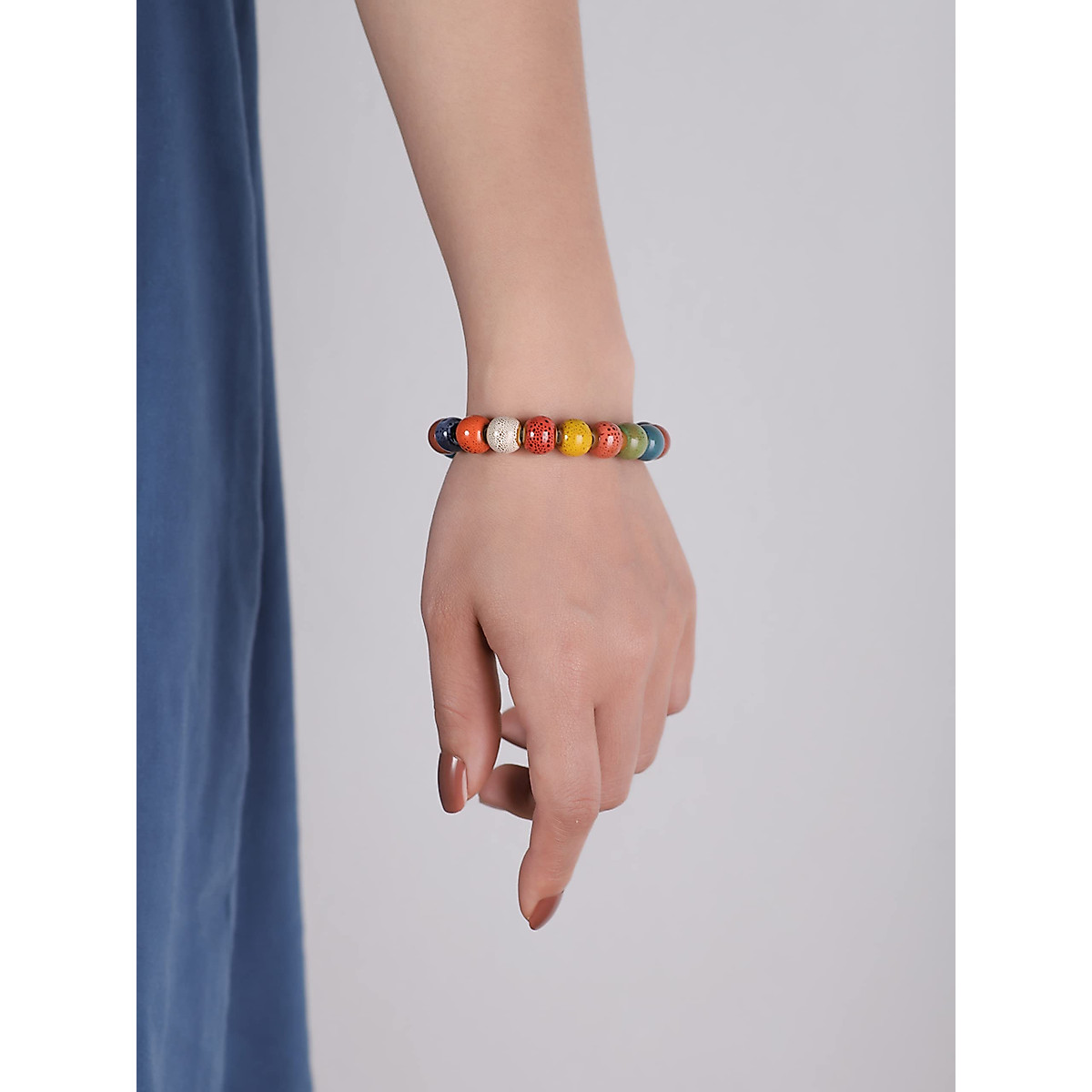 MINACHI Bohemian Colorful Round Beads Bracelet, Boho Jewelry Gift for Women