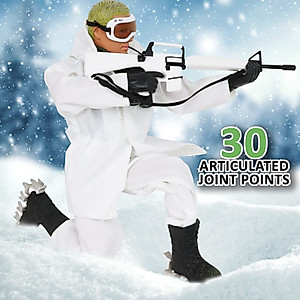 Click N' Play Action Figure Military Snowmobile 15 Piece Set, Military Action Figures and Army Toys for Boys 8-12