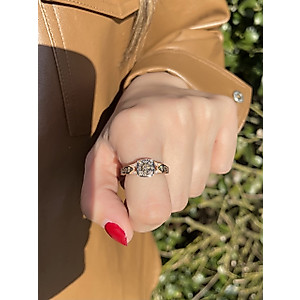 LE VIAN 1 Carat White and Chocolate Diamond Cushion Shape Halo Ring for Women in 14k Rose Gold (Fancy Brown/G-H, VS2-SI1, cttw) Anniversary Promise Ring Size 7