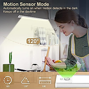 Okumoe Under Cabinet Lights, Premium LED Motion Sensor Under Cabinet Lighting, 3 Color Temperatures Closet Light for Wardrobe, Cupboard, Kitchen, 12" Wireless Rechargeable(2 Pack)