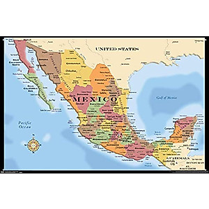 Map - Mexico Wall Poster with Push Pins