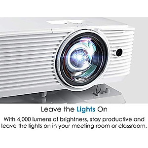 Optoma EH412ST Short Throw 1080P HDR Professional Projector | Super Bright 4000 Lumens | Business Presentations, Classrooms, or Meeting Rooms | 15,000 hour lamp life | Speaker Built In (Renewed)