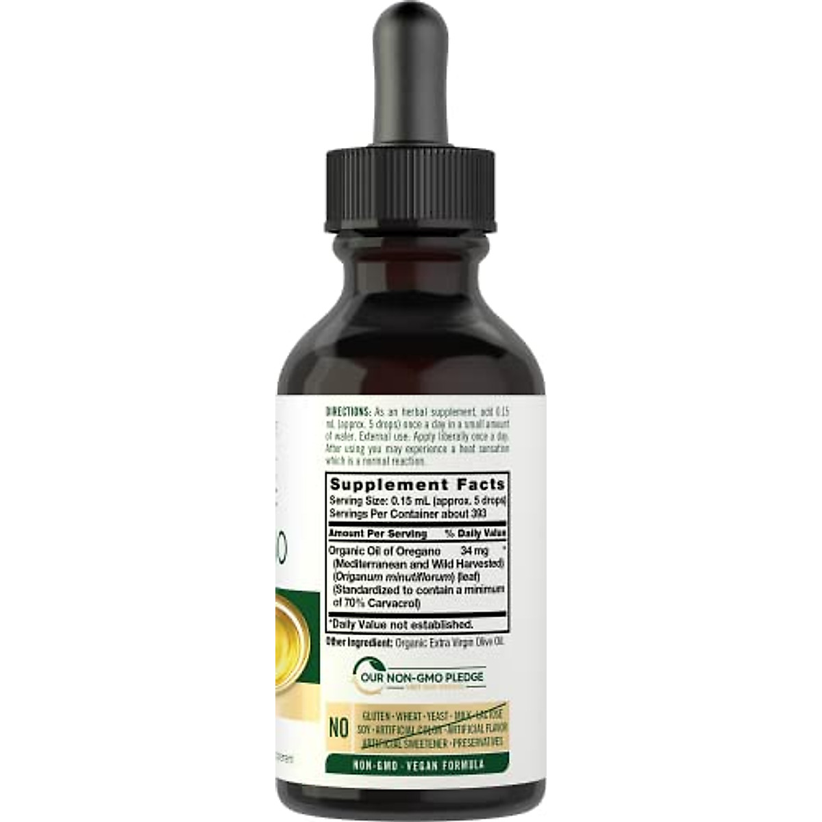 Carlyle Organic Oil of Oregano | 2 fl oz Liquid | Vegan, USDA Certified | Non-GMO, Gluten Free Drops