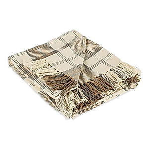 DII Farmhouse Woven Throw, 50x60 with 3" Fringe, Stone, 1 Piece