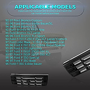 Titanium Plus Autoparts Front Black Grille Grill Compatible With 1992-1997 Ford Bronco F-150 F-250 F-350 Lobo F2TZ8200E FO1200179