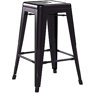 FDW Metal Bar Stools Set of 4 Counter Height Barstool Stackable Barstools 24 Inch Indoor Outdoor Patio Bar Stool Home Kitchen Dining Stool Backless Bar Chair