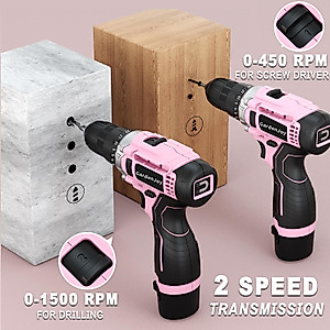 GardenJoy Cordless Power Drill Set: 12V Electric Drill with Battery and Charger, 2 Variable Speed, 24+1 Torque Setting, 3/8-Inch Keyless Chuck, Portable Drill and 30pcs Drill/Driver Bits