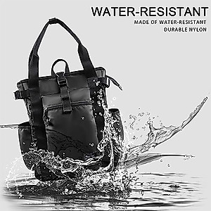 Rangeland Unisex Laptop Tote Backpack Convertible Lightweight Nylon Water-Resistant Everyday Shoulder Tote bag Backpack with Water Bottle Pocket Work Travel, All Black