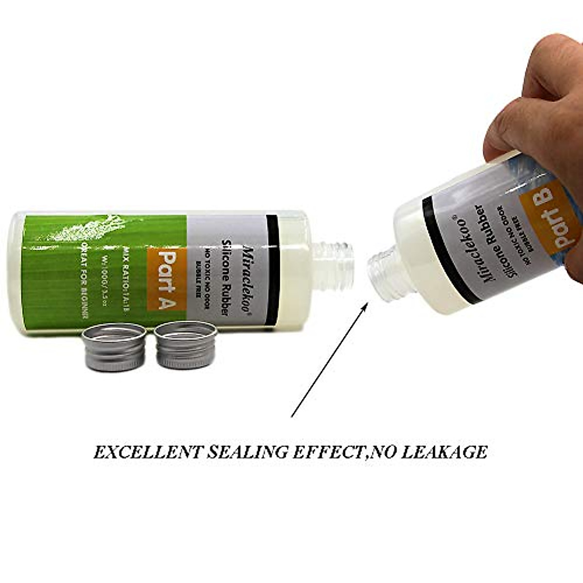 Miraclekoo Silicone Mold Making Kit Liquid Silicone Rubber 15A Platinum Silicone Translucent Mold Making Silicone for Casting Resin Molds, Silicone Molds (7 oz)