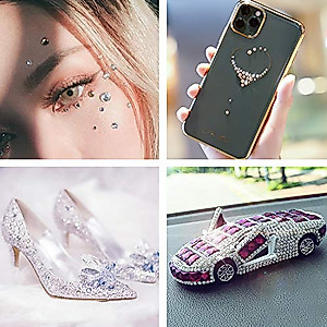 OUTUXED 1725pcs Clear Rhinestones Stickers Self Adhesive Bling Gems Jewels Stickers, Stick on Rhinestone Strips for Hair Face Nail Makeup Clothes Shoes Bags DIY Craft, Assorted Size