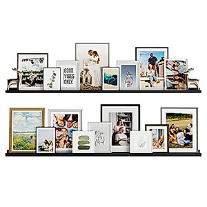 You Have Space Lagos 60" Picture Ledge Shelf for Living Room Decor, Office Decor and Farmhouse Kitchen Decor, Black Set of 2