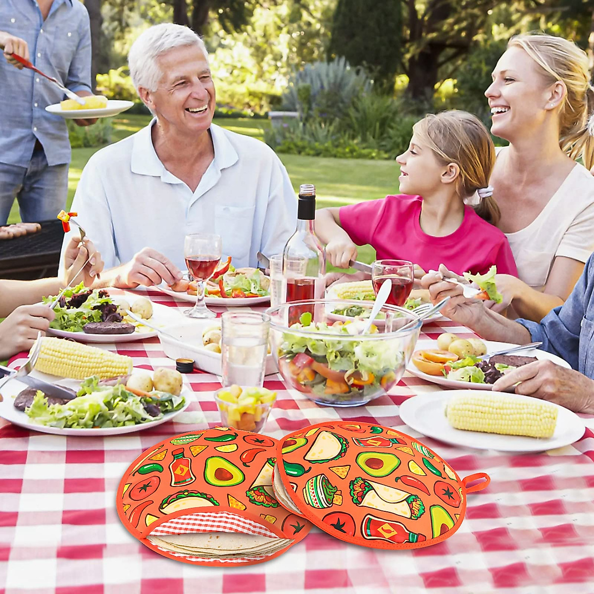 ZKOO Tortilla Warmer Pouch 12-Inch, Insulated Tortilla Holder -Microwavable Use Fabric Bag to Keep Food Warm.Ideal for Tortillas & Breads! (1, Orange)