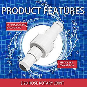 Pool Cleaner Hose Ball Bearing Swivel D20 Replacement for Zodiac Polaris 280, 380, 180, 3900 Parts D20, D-20 (Pack of 3)