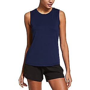 BALEAF Women's Sleeveless Athletic Shirts Workout Running Tank Tops Active Gym Tops Navy Size M