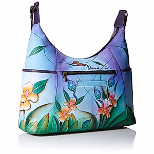 Anna by Anuschka Women’s Leather-Large Shoulder Hobo, Midnight Peacock