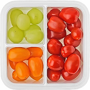 carrotez Food Storage Containers, 3 Compartment Portion Control Container, Snack Container for Adults, Microwave safe, BPA Free, Reusable, 2.4 Cup (570ml)