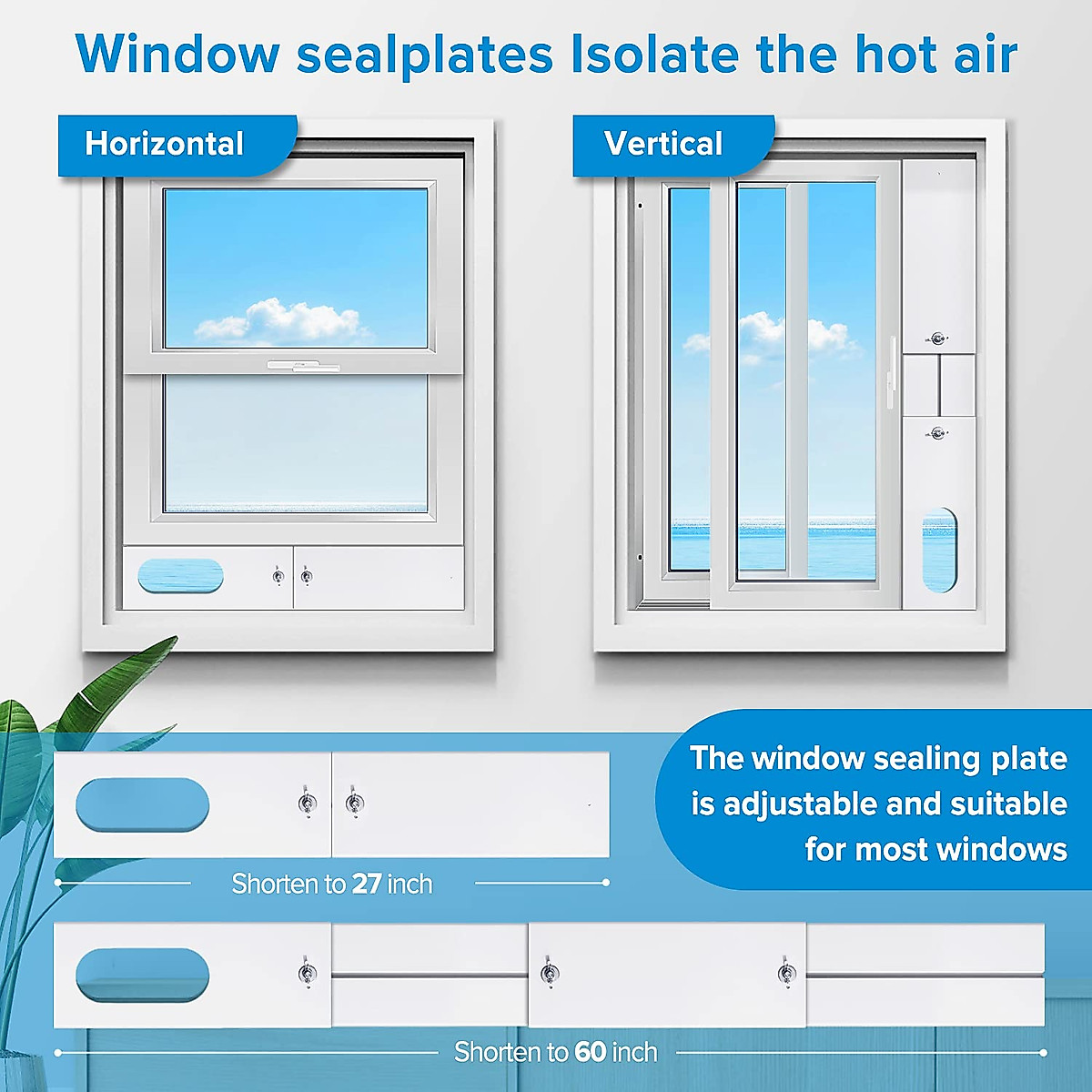 Portable Air Conditioner Window Kit, Portable AC Window Kit for Exhaust Hose 5.1 Inch Diameter with Coupler Adjustable AC Window Seal Vent Kit for Sliding Window