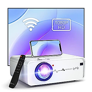 Mini WiFi Projector, ASAKUKI 8000 Lumens Home Movie Projector, Full HD 1080P & 200" Display, Portable Video Outdoor Projector for iPhone Compatible with iOS/Android/TV Stick/HDMI/USB/VGA