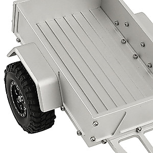 RZXYLRC TRX4M CNC Aluminum Utility Trailer stows Car with Hitch Mount for TRX-4M 1/18 RC Crawler Car Upgrade Parts (Silver)