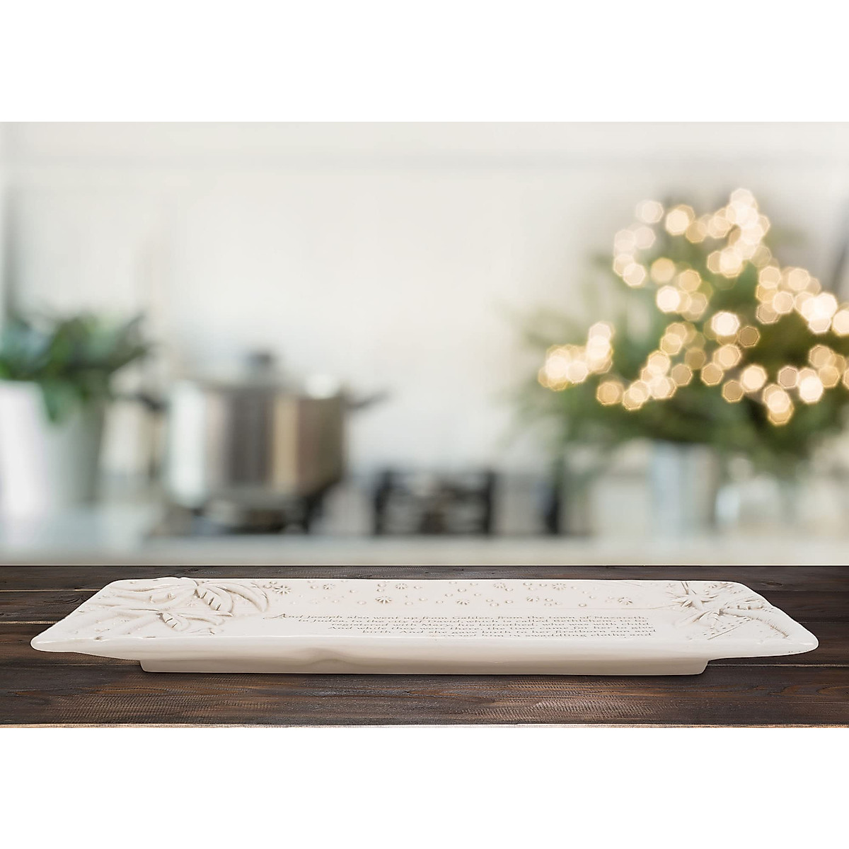 DEMDACO Road To Bethlehem Cream 16 x 8 Ceramic Earthenware Christmas Serving Platter