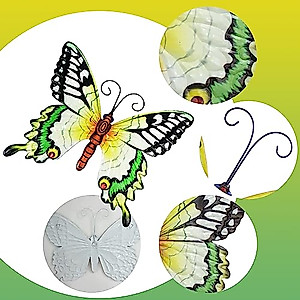 IGEEKWELL Metal Butterfly Wall Art Decor - 14.2 in 3D Butterflies Hanging Art Decorations, Outdoor Metal Wall Art for Garden, Yard Balcony Living Room Bedroom, Gift for Mom Grandma Housewarming