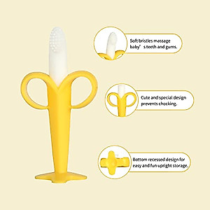 Chuya Teething Toys (4 Pack) for Baby, Silicone Teethers with Banana Baby Toothbrush Teeth Brushing,BPA-Free,Chew Toy Infants Toddlers for Babies 0-6 Months