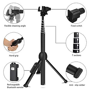 Selfie Stick, Professional 45-Inch Selfie Stick Tripod, Extendable Selfie Stick with Wireless Remote & Tripod Stand for iPhone 14 13 12 11 pro Xs Max Xr X 8 7 6 Plus/Samsung Galaxy Note 9/S9 Plus More