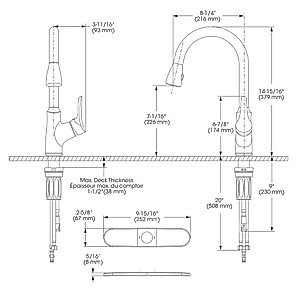 Belanger FUS78CMB Single Handle Pull-Down Kitchen Faucet, Matte Black