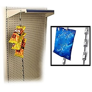 Clip Strip® Brand Metal Merchandise Hangers, 29" L with 12 Clips, Heavy Duty Chip Display, Silver, 2 Pack