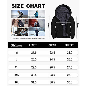 GEEK LIGHTING Hoodies for Men Heavyweight Fleece Sweatshirt - Full Zip Up Thick Sherpa Lined, Pure black XL