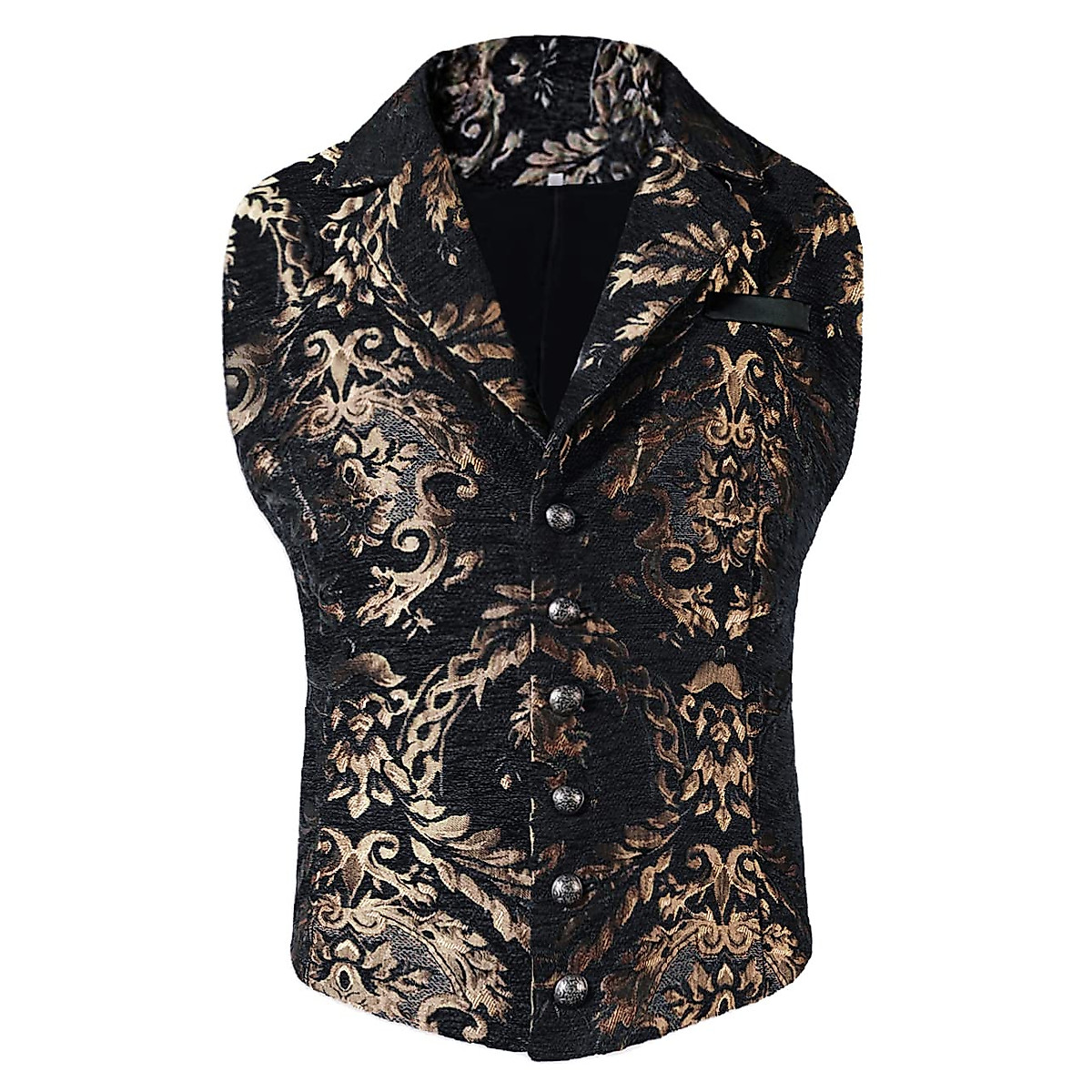 Mens Steampunk Vest Gothic Corset Waistcoat Victorian Masquerade Outfit Dress Jacquard Goth Suit Costume(Black,Large)