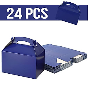 Navy Blue Treat Boxes 24 PCS Blue Candy Cake Gift Box DIY Favors Bag Snack Goodie Cardboard Dessert Boxes Prefect for Navy Blue Themed Birthday Party Gift Giving Wedding Baby Shower Graduation Party Supplies