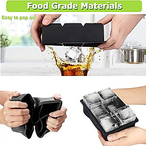 CHANCALCAL Ice Cube Trays, Silicone Sphere Whiskey Ice Maker with Lids, Large Square Ice Cube Molds, Suitable for Cocktails & Bourbon, Reusable & BPA Free