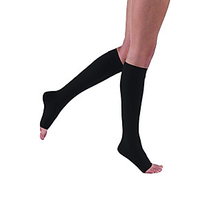 JOBST Relief Knee High Graduated Compression Socks, 20-30 mmHg - Comfortable Unisex Design - Open Toe, Black, X-Large
