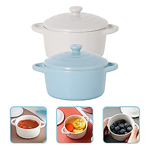 Kichvoe Ramekins 8 Oz Oven Safe With Lids 2pcs Porcelain Ramekins Creme Brulee Dishes Custard Cups Pudding Baking Bowl